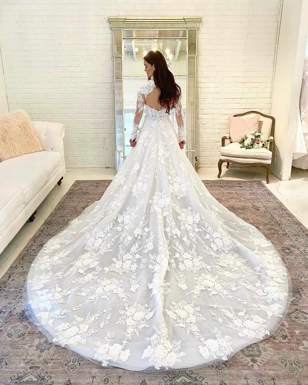 Beautiful Long A-line High Neck Lace Open Back Wedding Dress with Slee ...