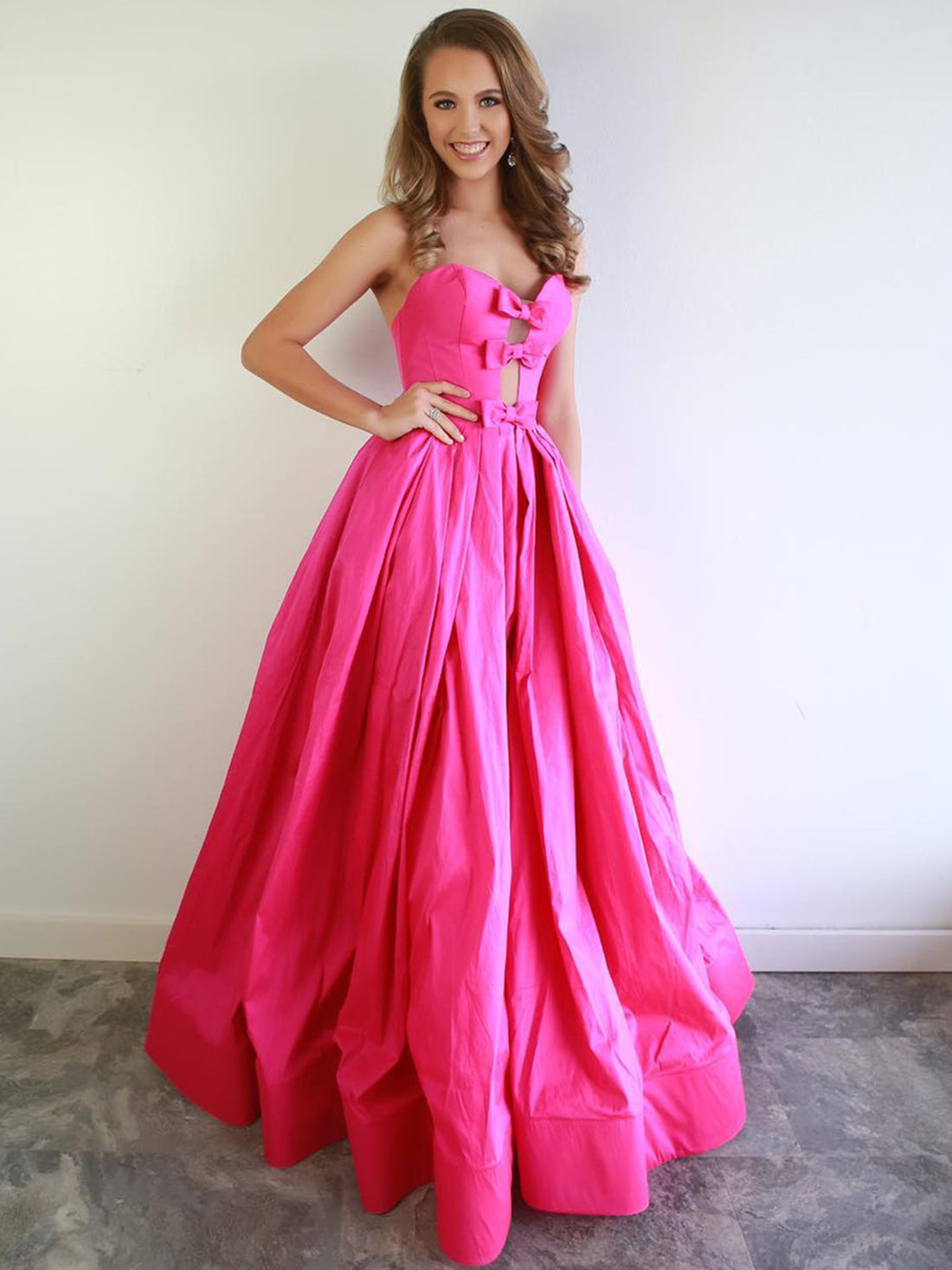 Elegant Fuchsia Long A-line Sweetheart Satin Graduation Formal Prom Dr ...