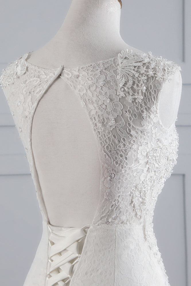 Glamorous Long Mermaid Tulle Appliques Lace Wedding Dress – BIZTUNNEL