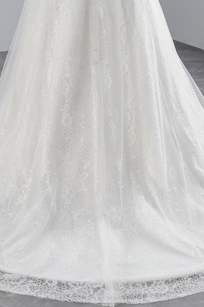 Glamorous Long Mermaid Tulle Appliques Lace Wedding Dress – BIZTUNNEL