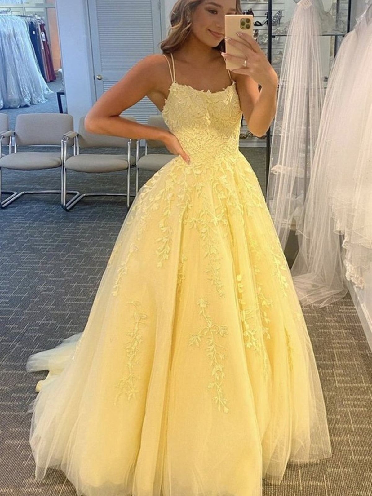 Long A-line Tulle Lace Backless Formal Graduation Prom Dresses – BIZTUNNEL