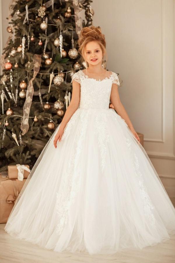 Lovely Long Princess Tulle Lace Flower Girl Dress – BIZTUNNEL