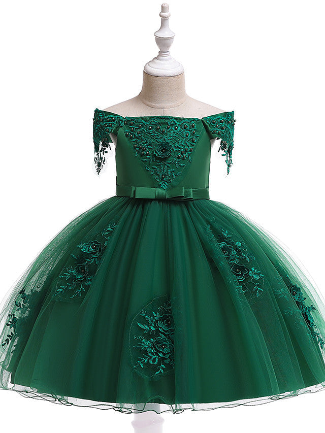 Short A-Line Tulle Off The Shoulder Wedding Birthday Pageant Flower Gi ...